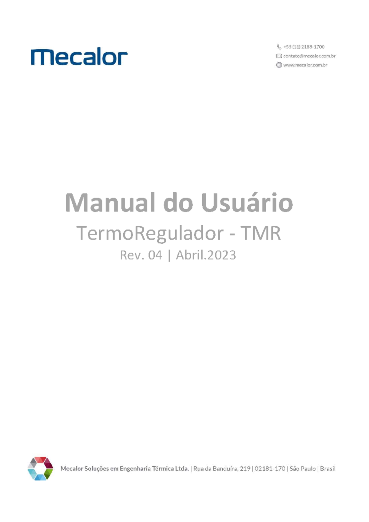 Manual do Usuário TMR Termo Regulador Rev. 04 - Abril 2023 - Studocu