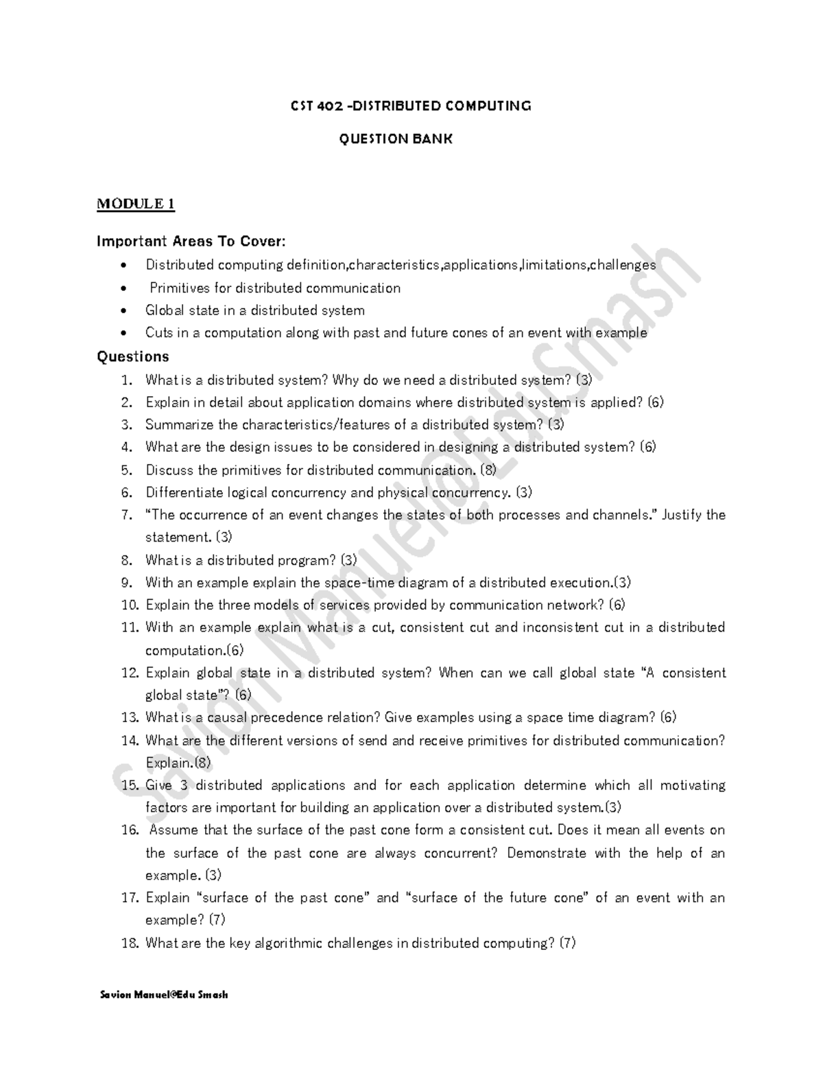 CST 402 DC Quiz Question Bank: Distributed Computing Concepts - Studocu