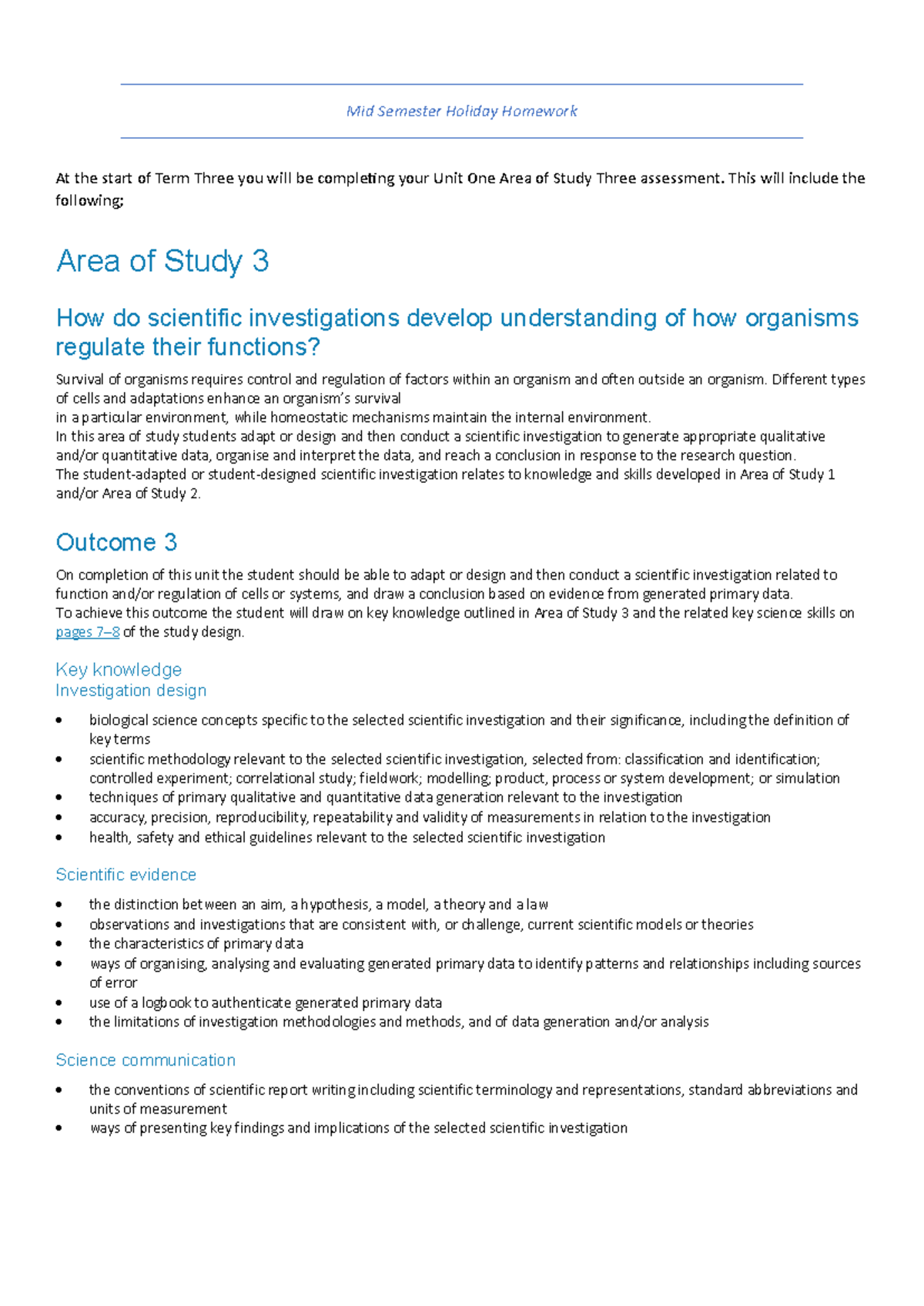Unit 1 AOS 3: Scientific Investigations & Data Analysis Homework - Studocu