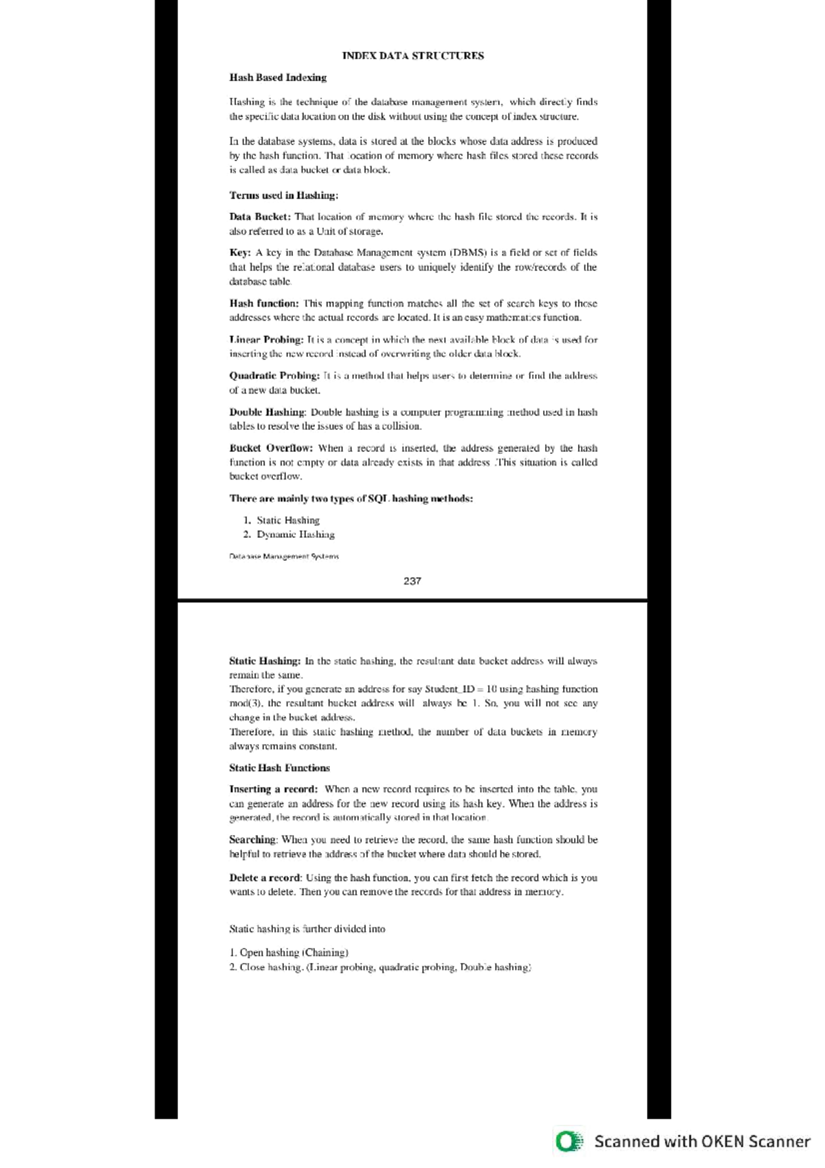 Dbms - 5th Unit Lecture Notes on Hash Based Indexing Techniques - Studocu