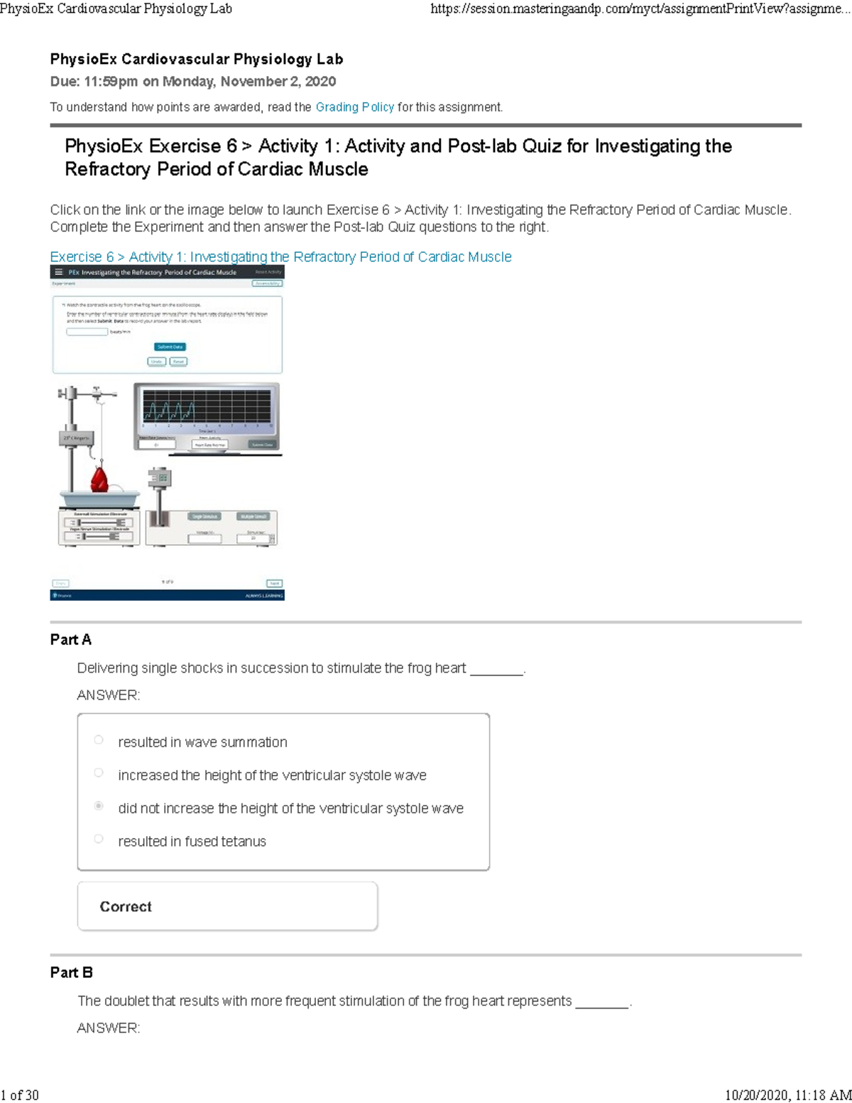 PhysioEx 6: Cardiovascular Physiology Lab Overview and Quizzes - Studocu