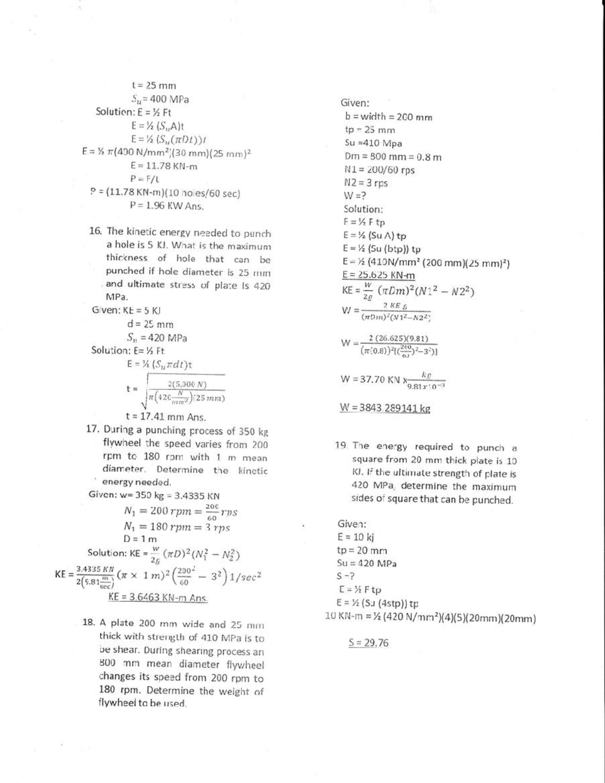 Mechanical Engineering-9 Problem Solutions and Calculations - Studocu