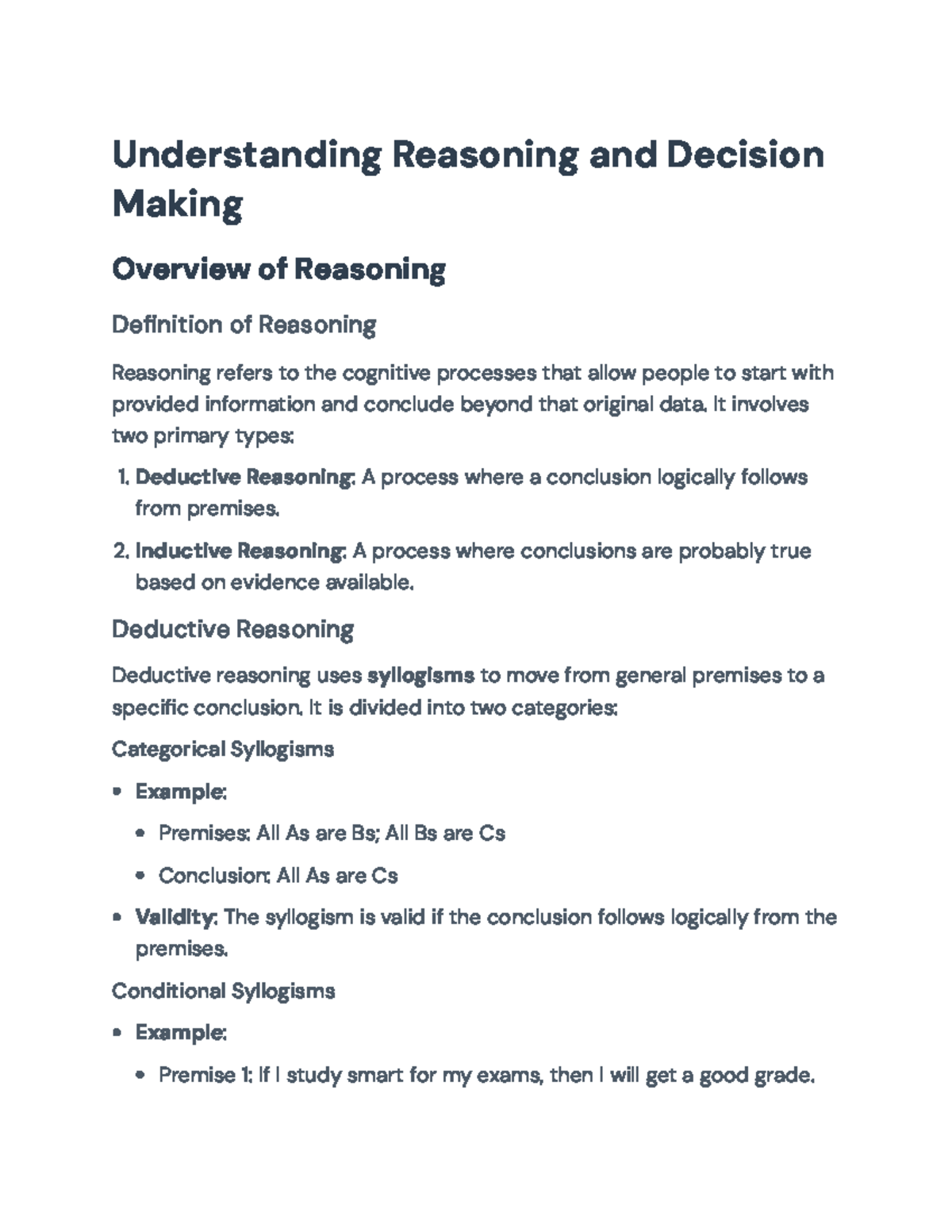 Understanding Reasoning and Decision-Making: Concepts and Heuristics ...