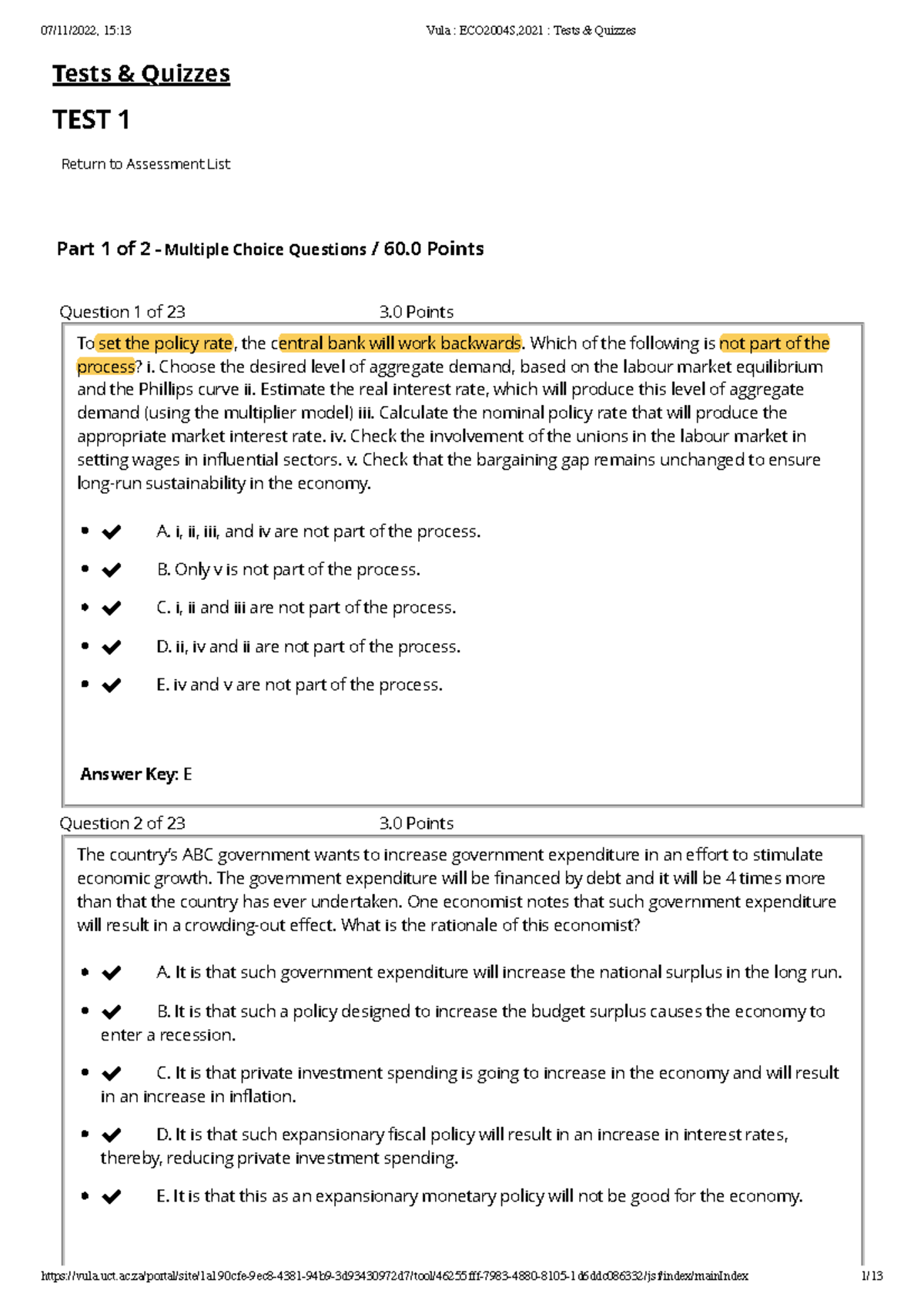 Test 1 Review - ECO2004S 2021 with Detailed Answer Memo - Studocu