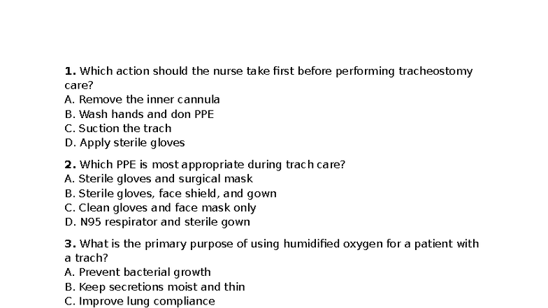 Trach Care Guidelines and Best Practices for Nurses - Studocu