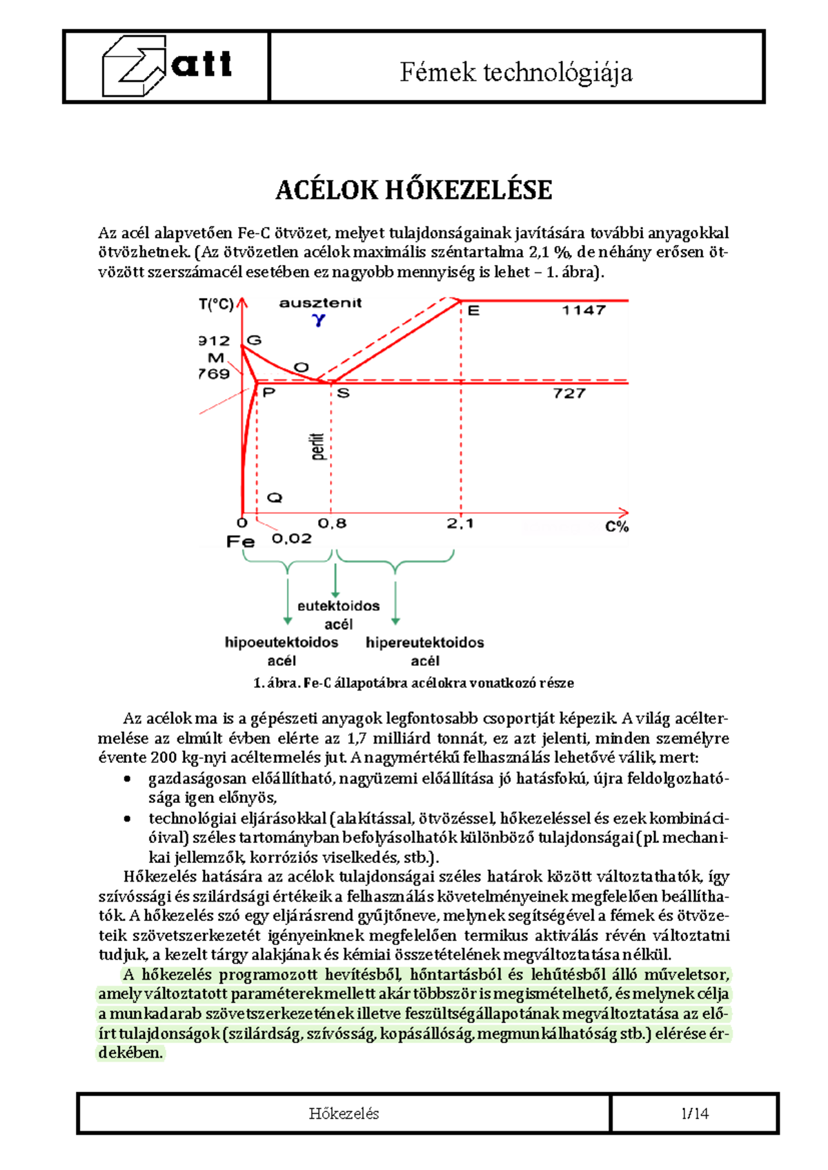 A hőkezelés technológiája - Fémek és acélok hőkezelése - HKEZ123 - Studocu
