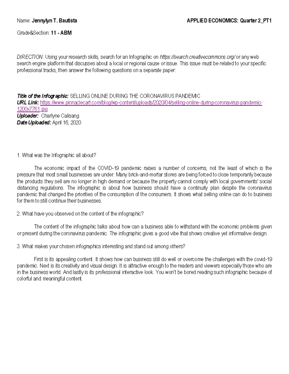 APPLIED ECONOMICS 11-ABM: Quarter 2 Performance Task Analysis - Studocu