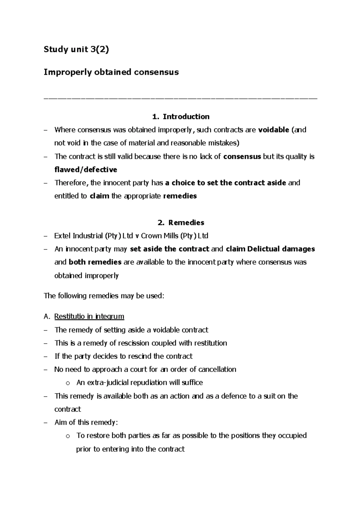 Estoppel in South African Contract Law: A Comprehensive Overview - Studocu