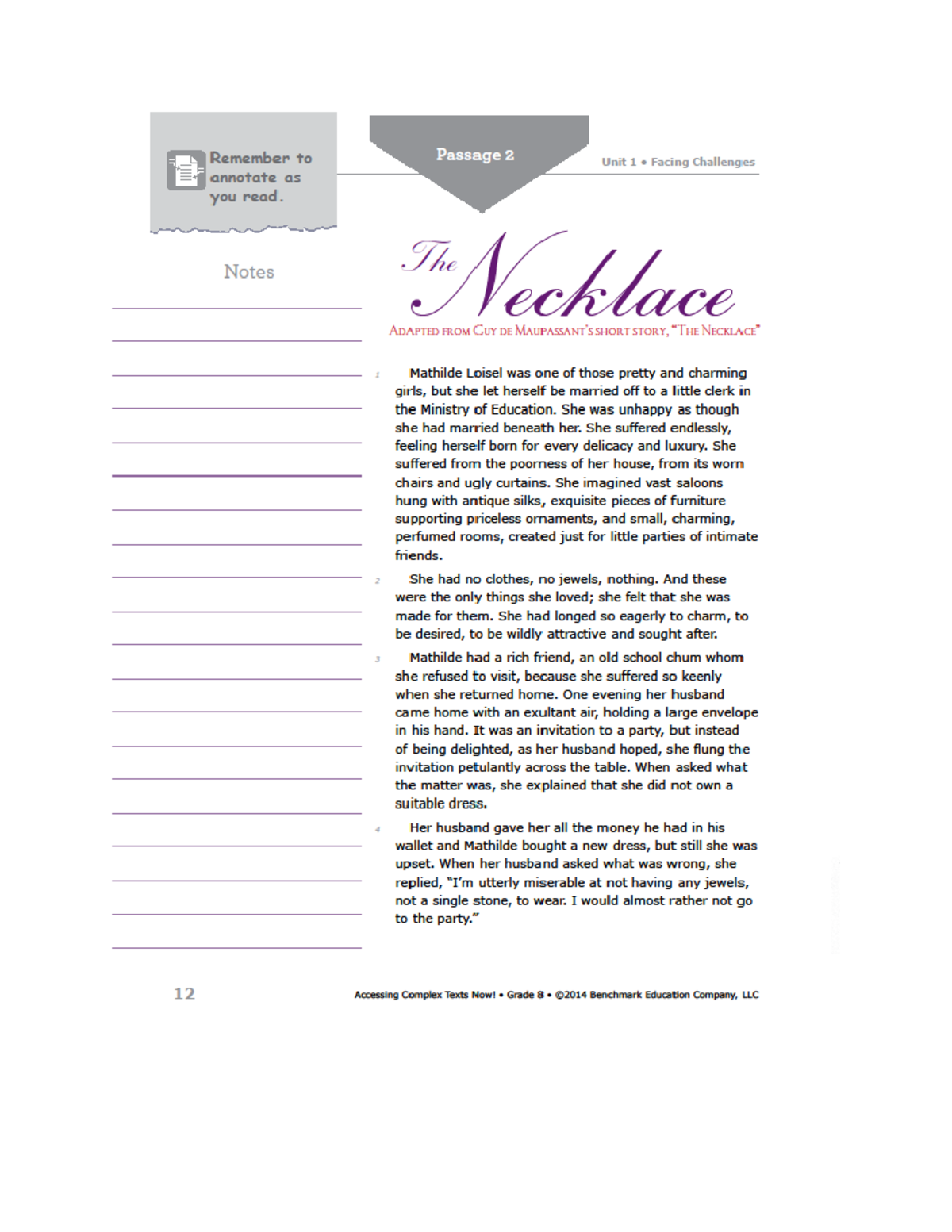 Grade 12 Detailed Lesson Plan: The Necklace & Facing Challenges - Studocu