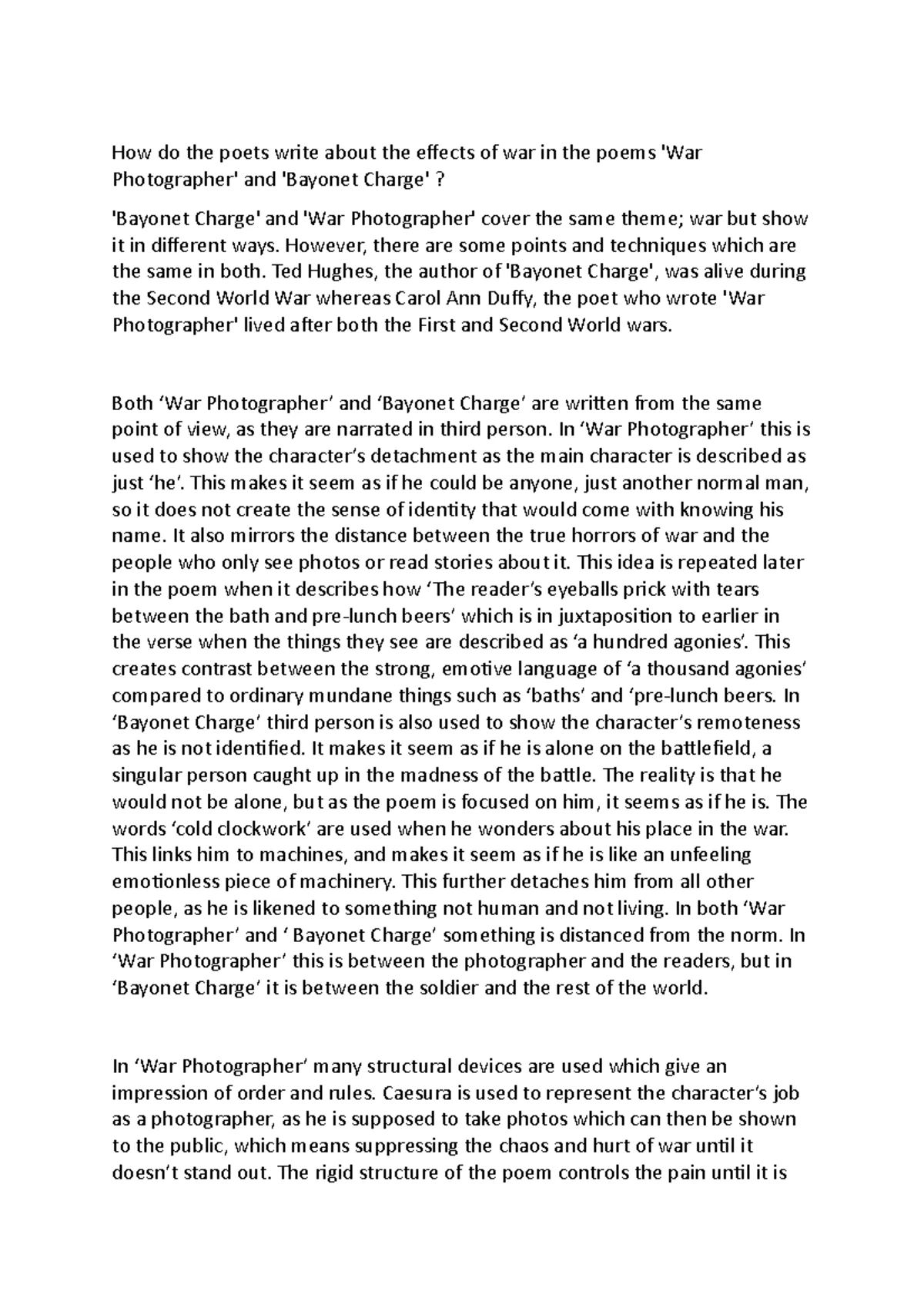 Grade 9 essay Exposure Charge Light Brigade - Compare how the reality ...