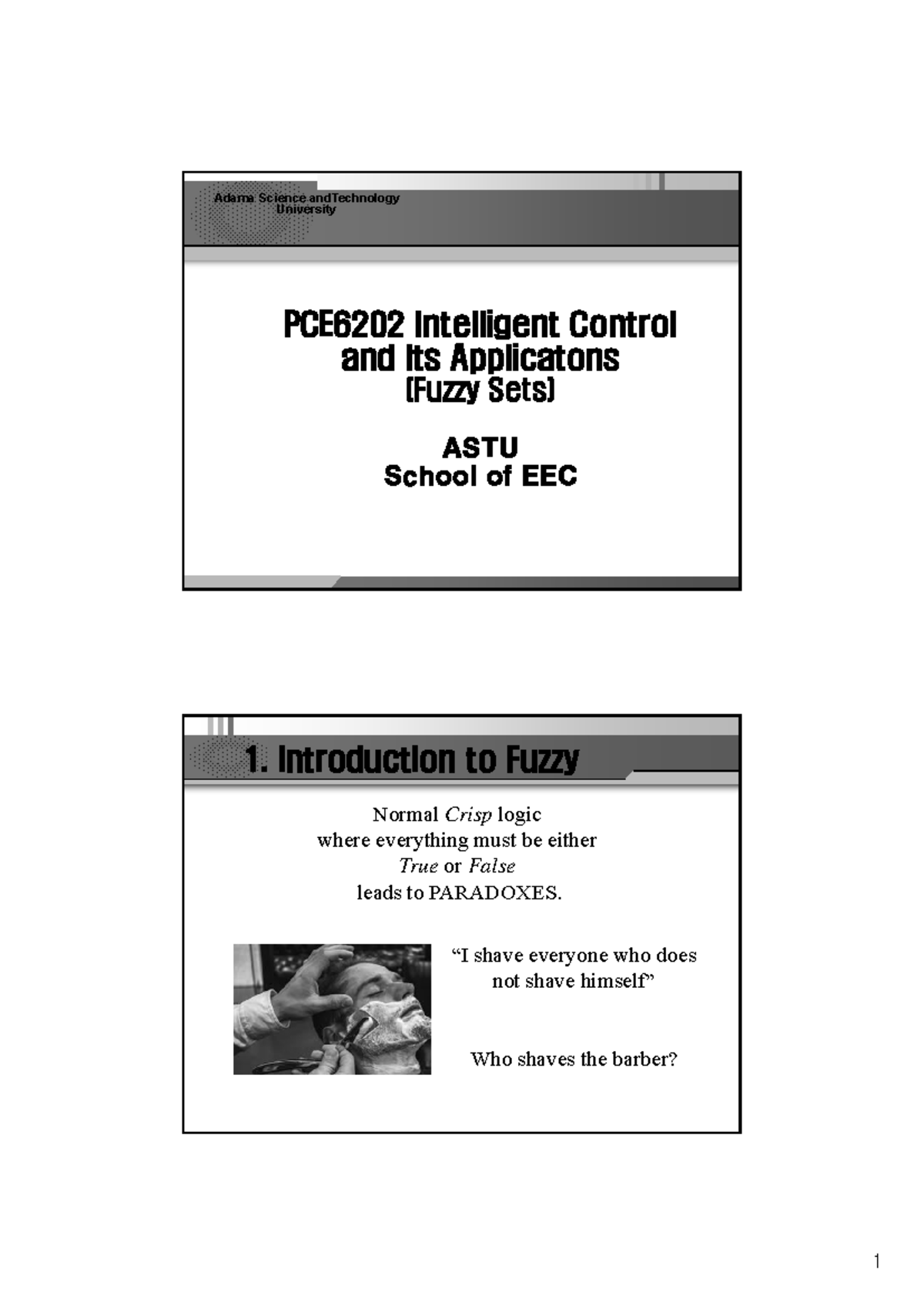 PCE6202 Lecture 02: Introduction to Fuzzy Sets and Applications - Studocu