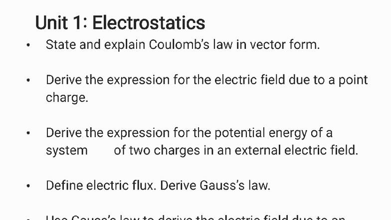 Unit 1-8: Comprehensive Conceptual PYQs in Electrostatics, Current ...