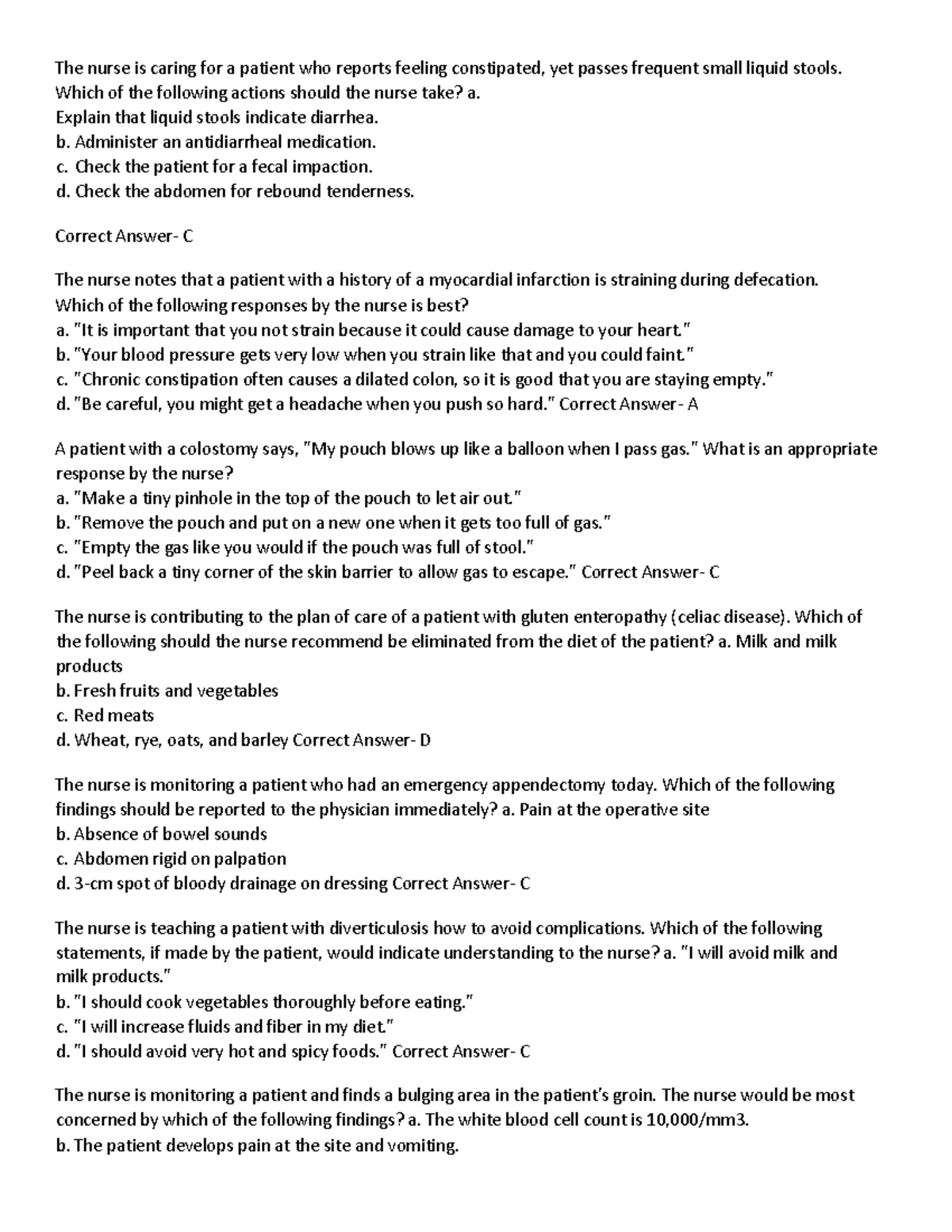 Nursing Practice Exam P2: Key Questions and Answers - Studocu