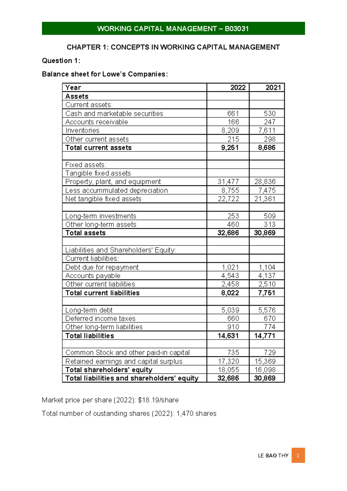 B03031 Working Capital Management Chapter 1: Key Concepts & Ratios ...