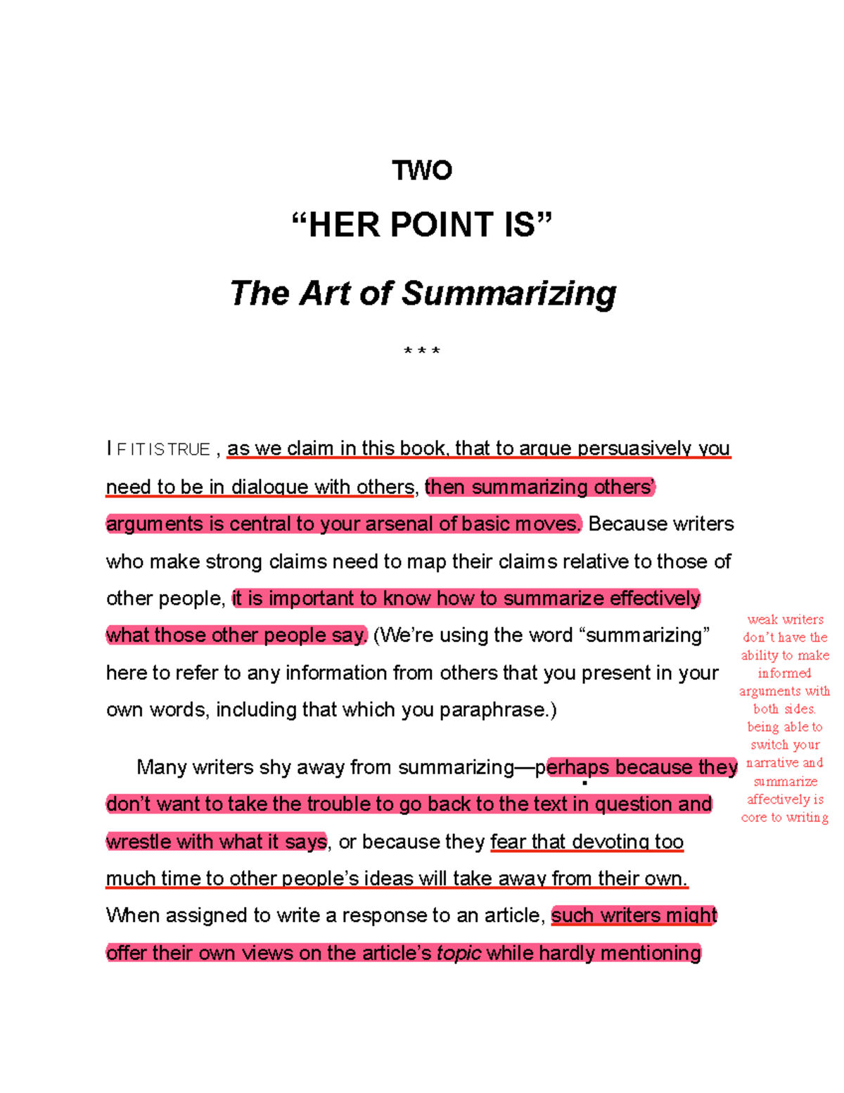 ENG 101: Summary Techniques from "They Say I Say," Chapter 2 - Studocu