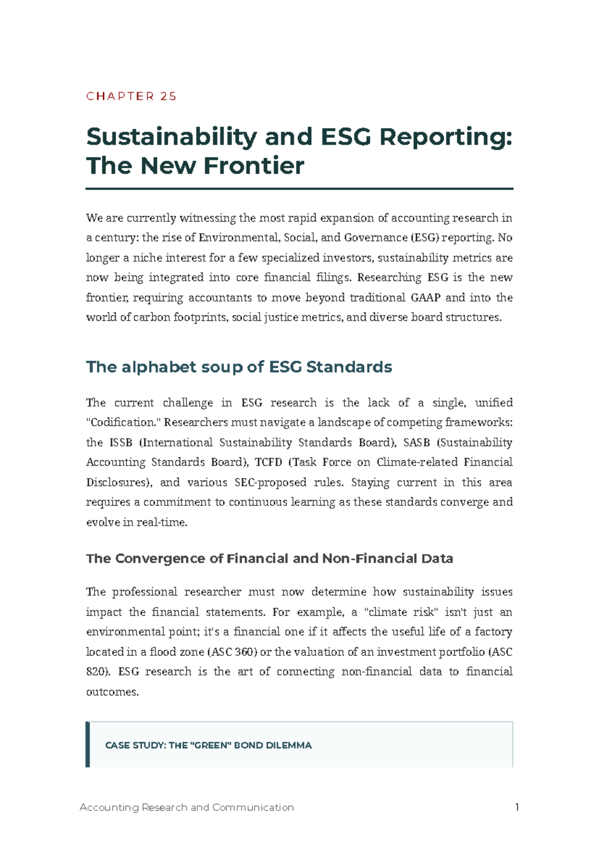 CHAPTER 25: ESG Reporting and Sustainability in Accounting - Studocu