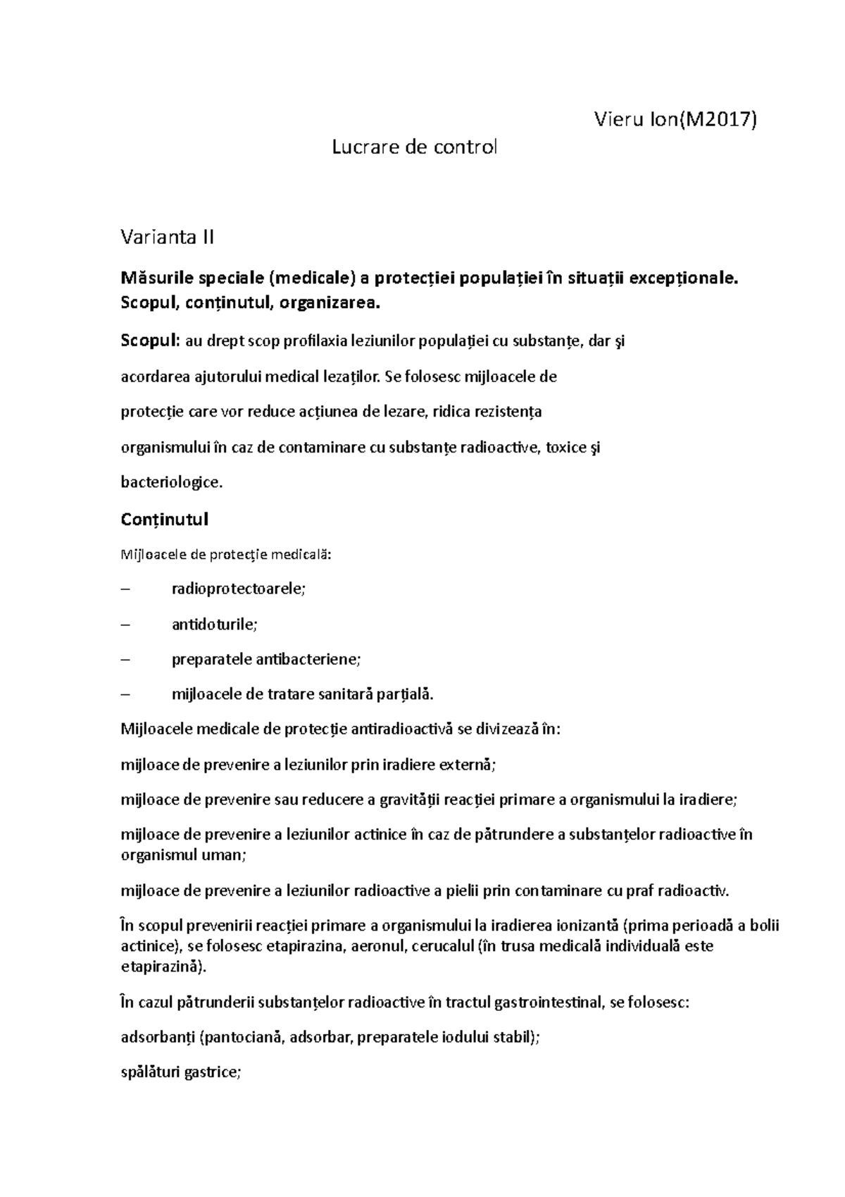 Lucrare de control Tema 3-Ion-Vieru - Vieru Ion(M2017) Lucrare de control Varianta II Măsurile ...