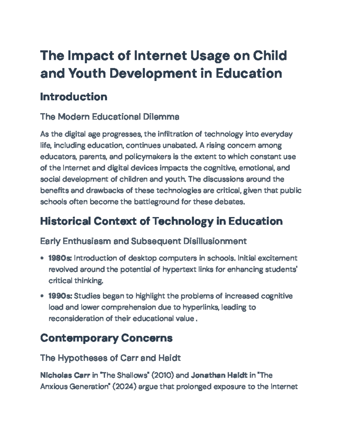 The Impact of Internet Usage on Child & Youth Development in Education ...