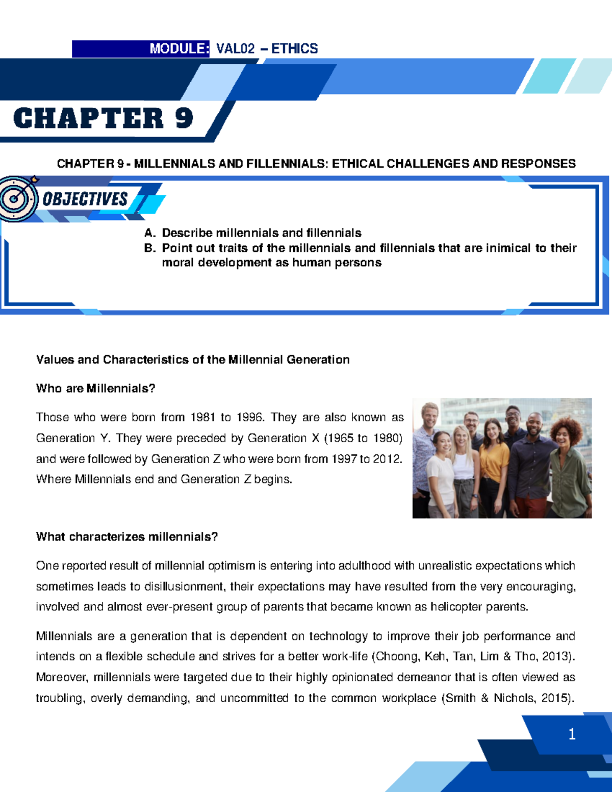 Chapter 9: Ethical Challenges of Millennials & Fillennials - OLVAL002 ...