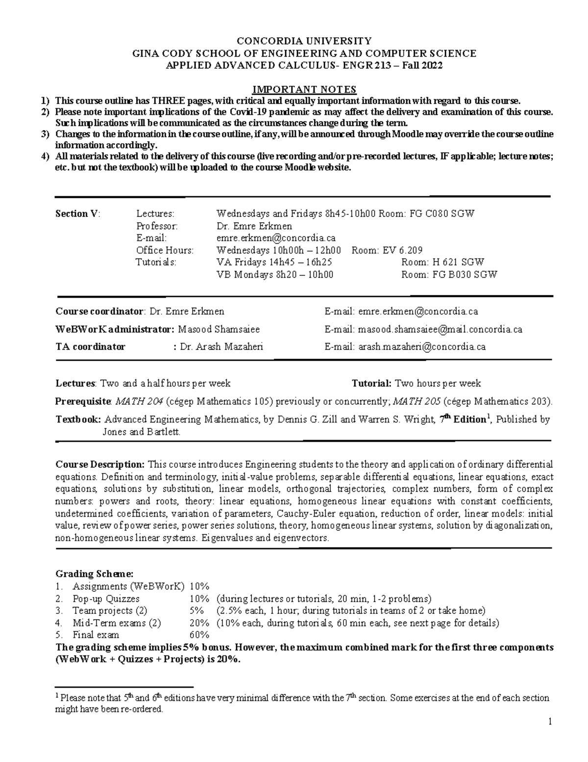 ENGR213-Fall 2022 V - ENGR 213 Course Outline - 1 CONCORDIA UNIVERSITY ...