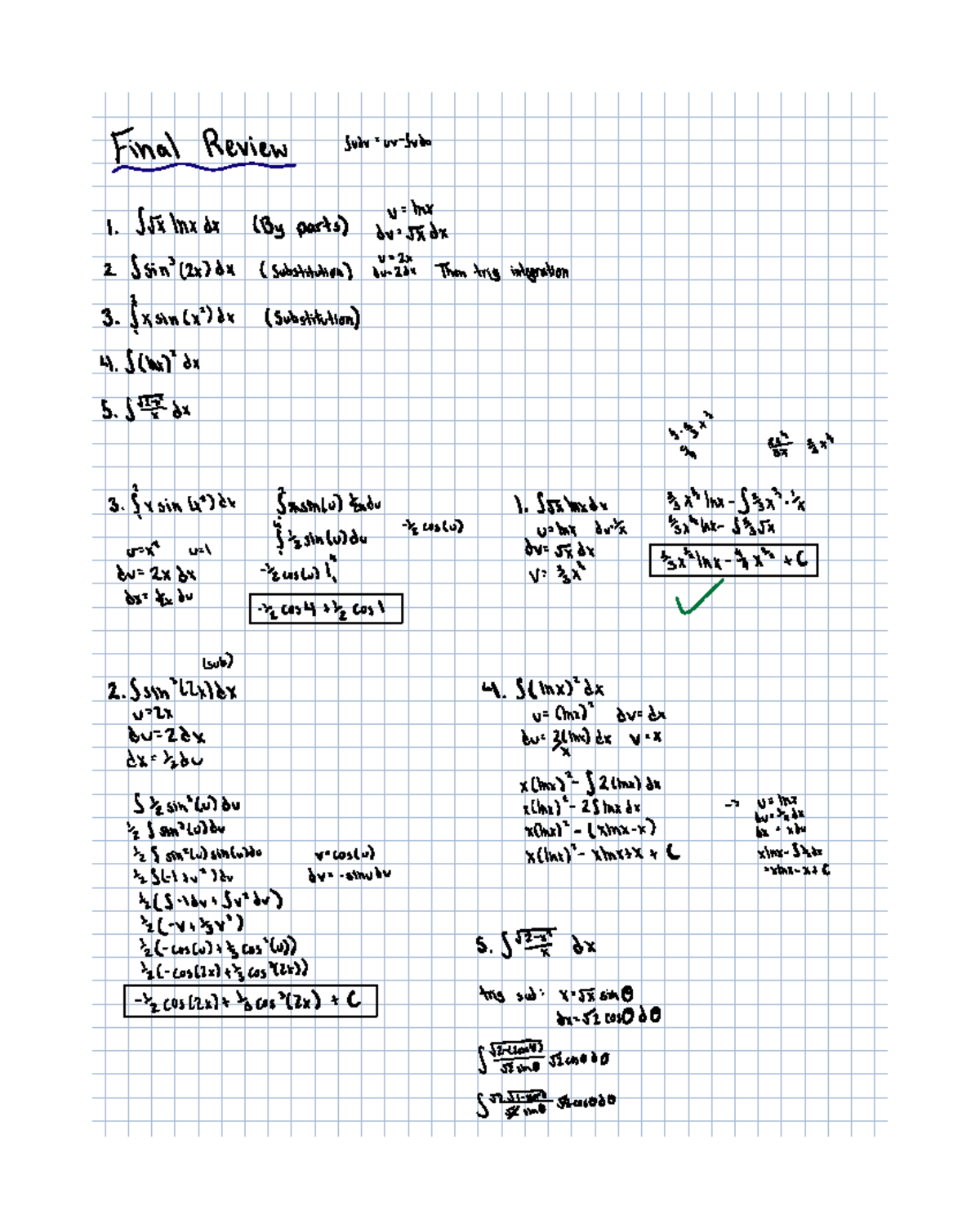Note Dec 2, 2024 - Final Review problems and answers for calculus 1x03 ...