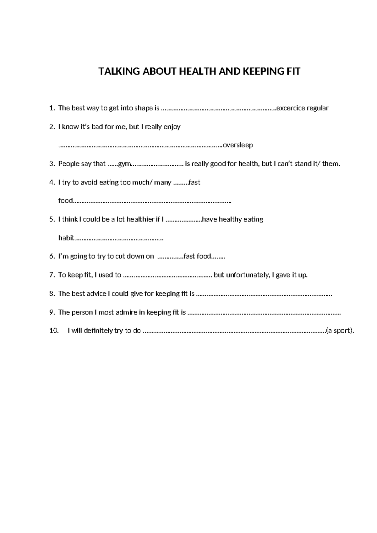 Health and Keeping Fit Handout: Tips for a Healthier Lifestyle - Studocu