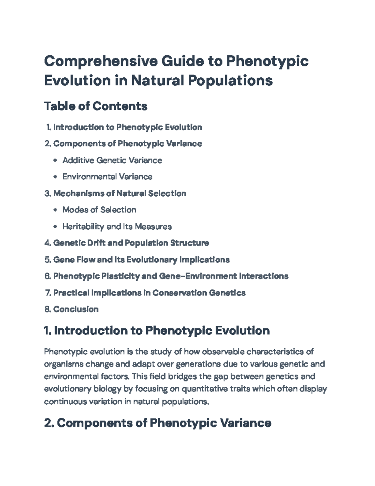 Comprehensive Guide to Phenotypic Evolution in Natural Populations ...