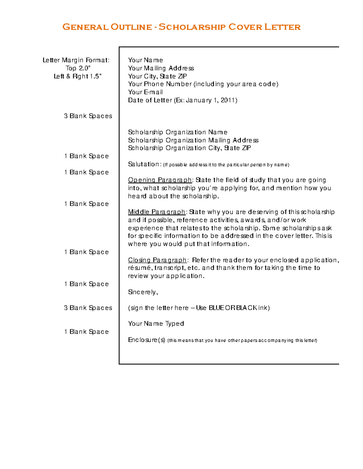 Scholarship-Cover-Letter - General Outline - Scholarship Cover Letter ...