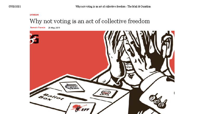 Why Not Voting Represents Collective Freedom: Analysis & Insights - Studocu