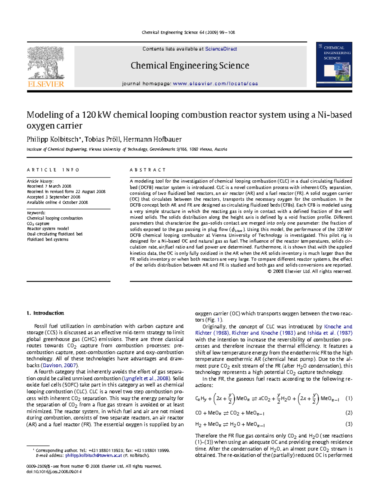 Modeling of a 120 kW Chemical Looping Combustion Reactor System - Studocu