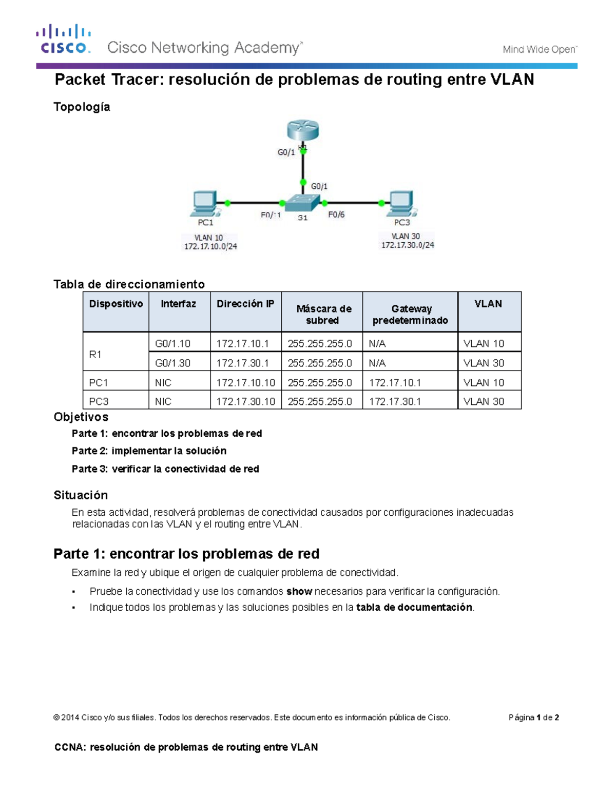 5.2.2.4 Packet Tracer - Troubleshooting Inter-VLAN Routing - Packet Tracer: de problemas de ...