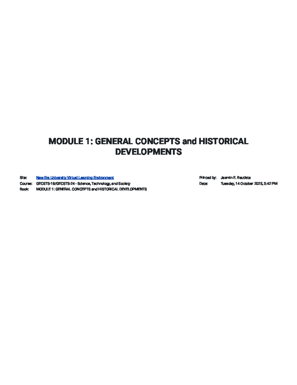 STS 101: Module 1 - General Concepts & Historical Developments - Studocu