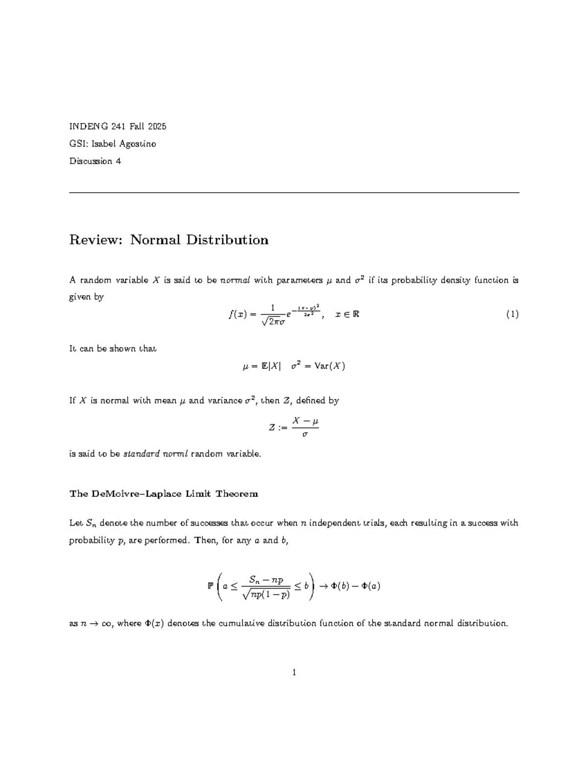 INDENG 241 Fall 2025: Normal Distribution & CLT Exercises Review - Studocu