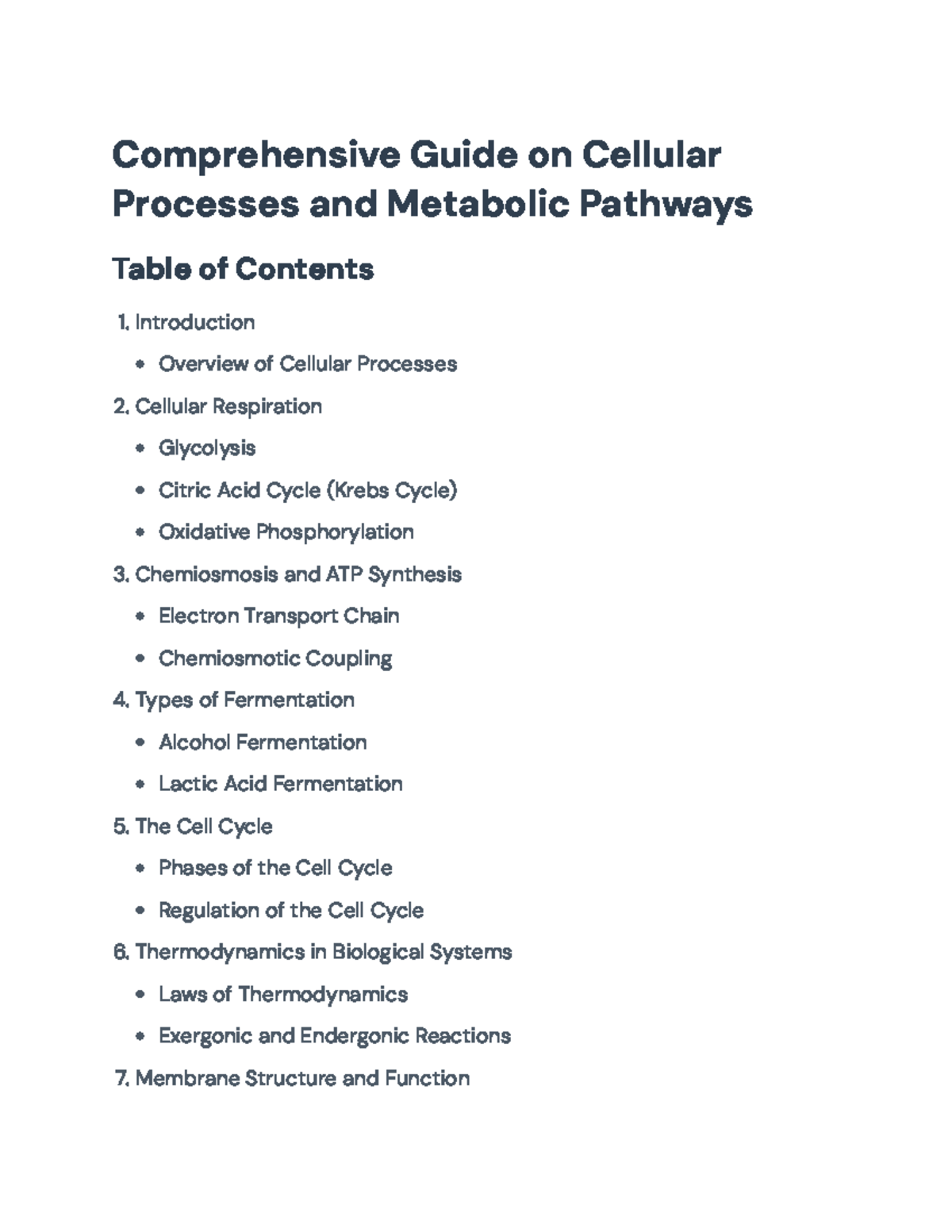 Comprehensive Guide to Cellular Processes & Metabolic Pathways (BIO101 ...