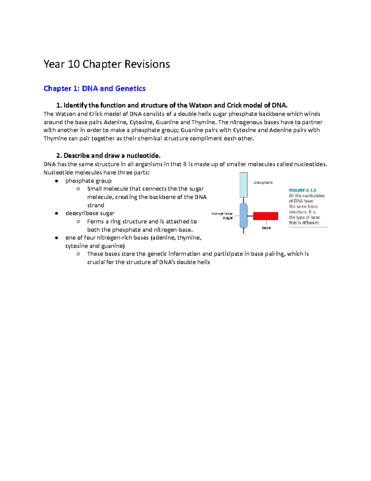 Year 10 Science Revision Notes: DNA, Genetics, and Geology - Studocu