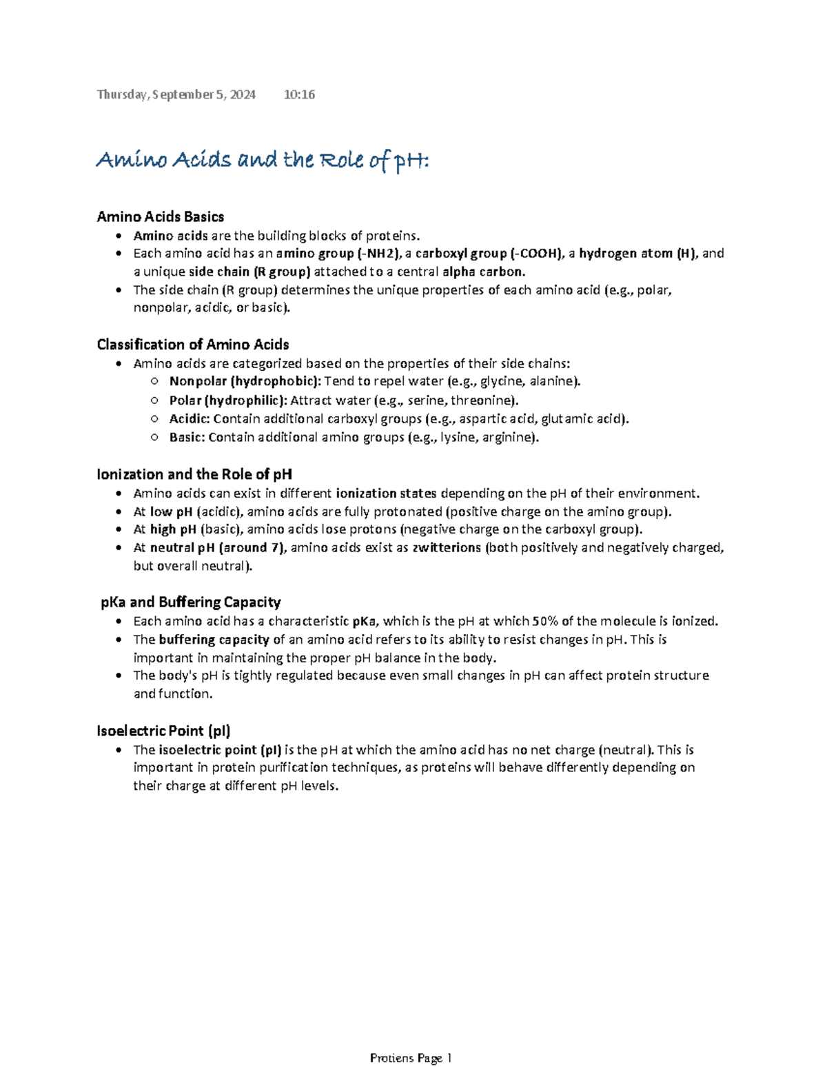 Biochemistry 2 - Lecture Notes on Amino Acids, Proteins, and Enzymes ...