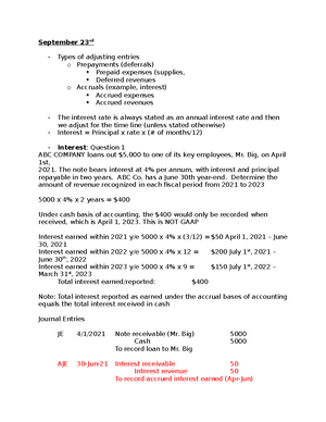 September 25th - accounting - September 25th AJE for Income Our last ...