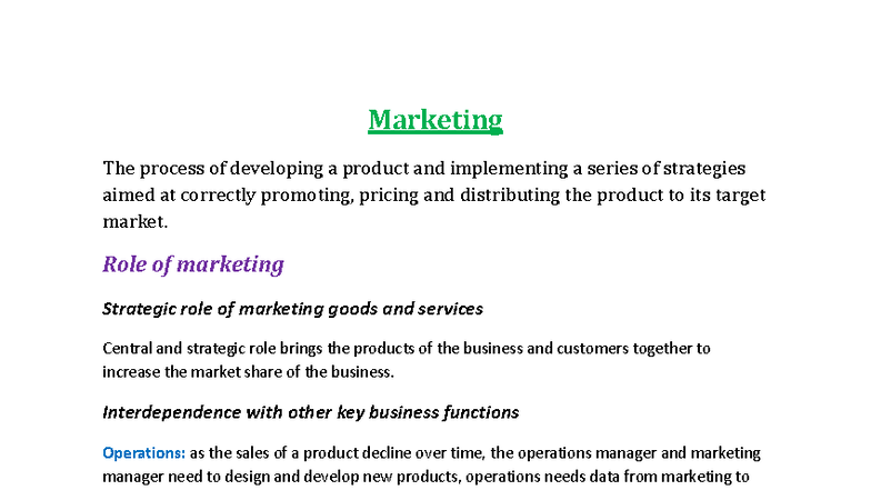 Business Studies - Marketing Strategies and Market Analysis - Studocu