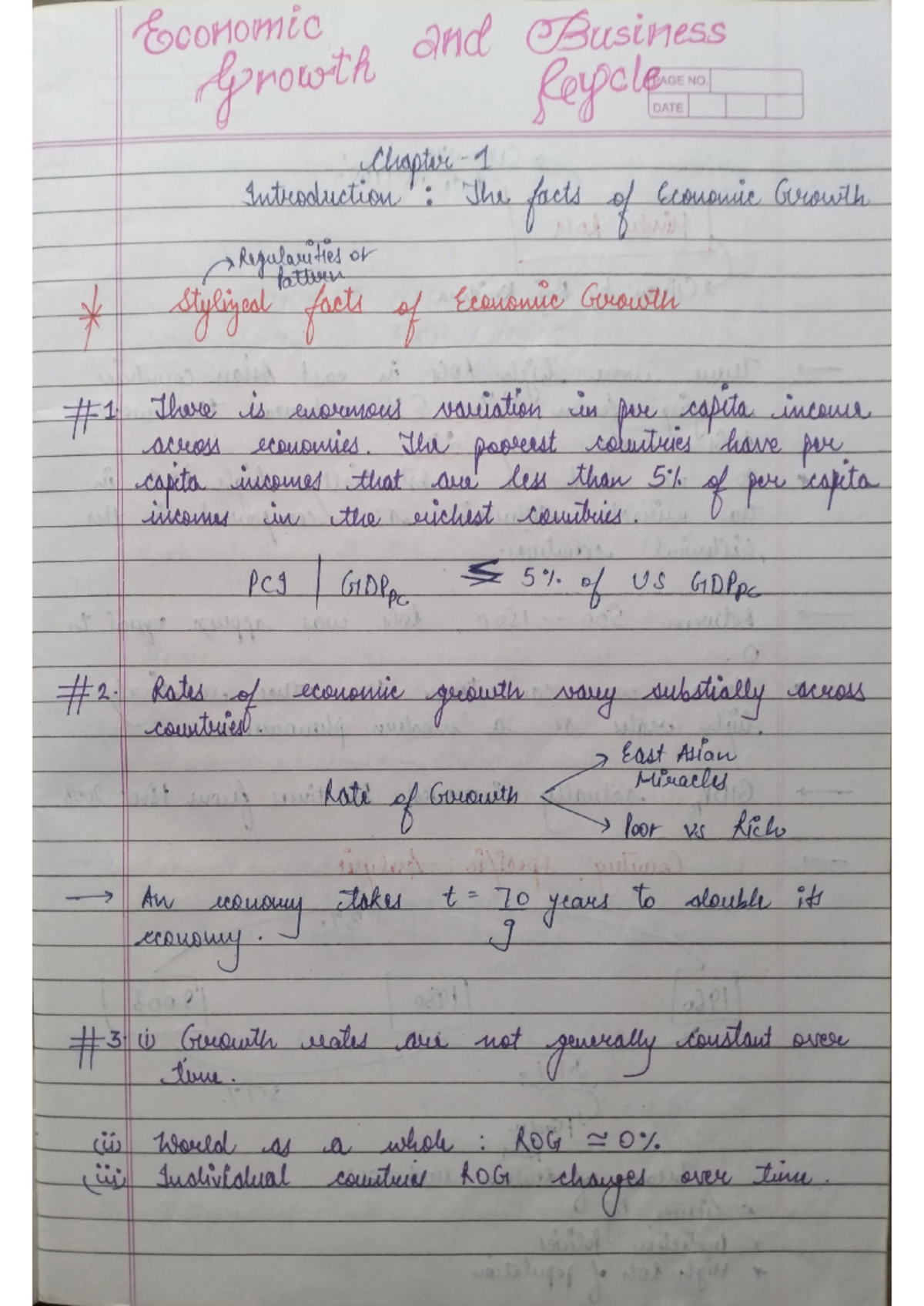 Ch-1 Economic Growth & Business Cycle Notes - Sem 5 Handwritten Summary ...