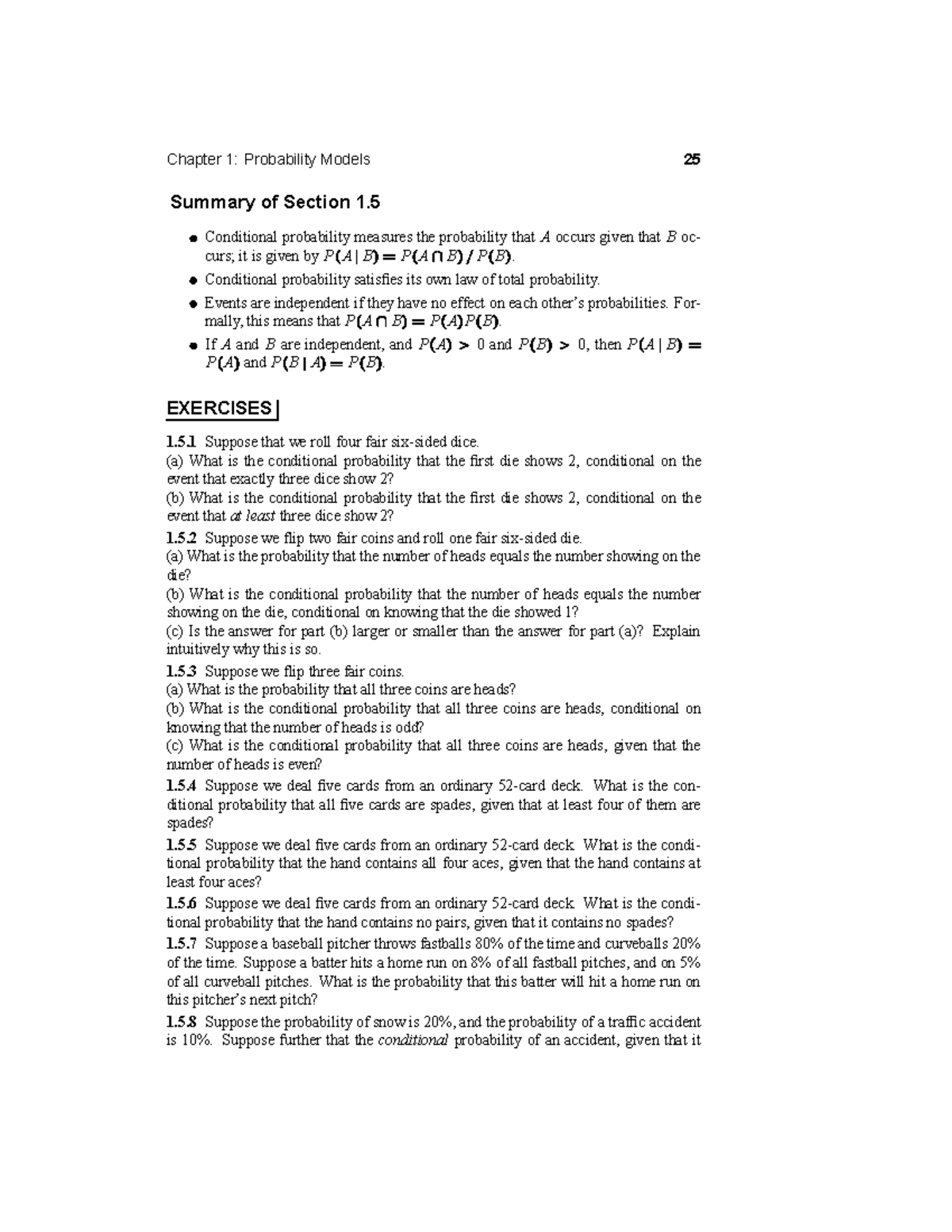Chapter 1: Probability Models - Summary of Section 1.5 - Studocu