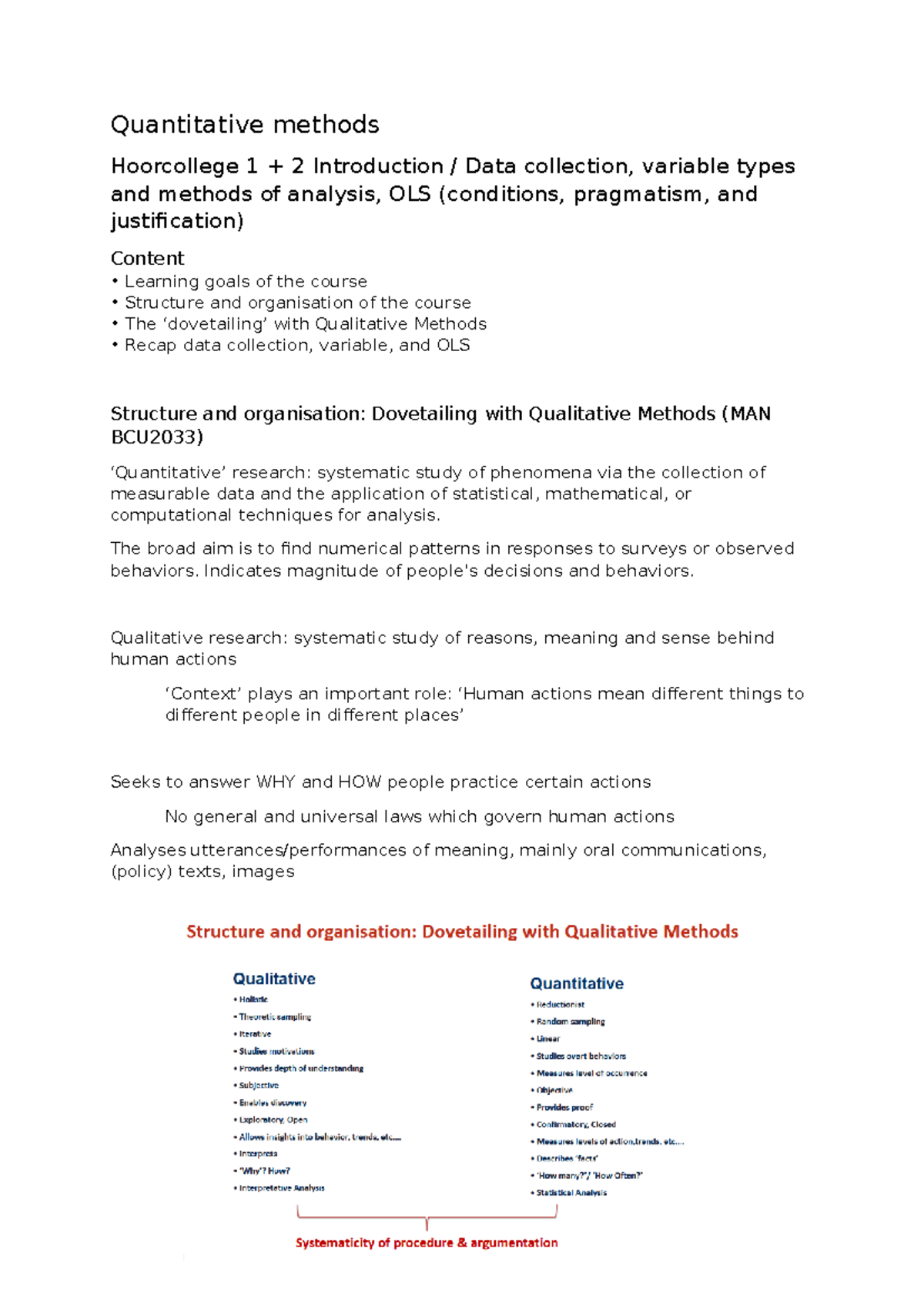 Quantitative Methods Lecture Notes (MAN BCU2033) - Studeersnel