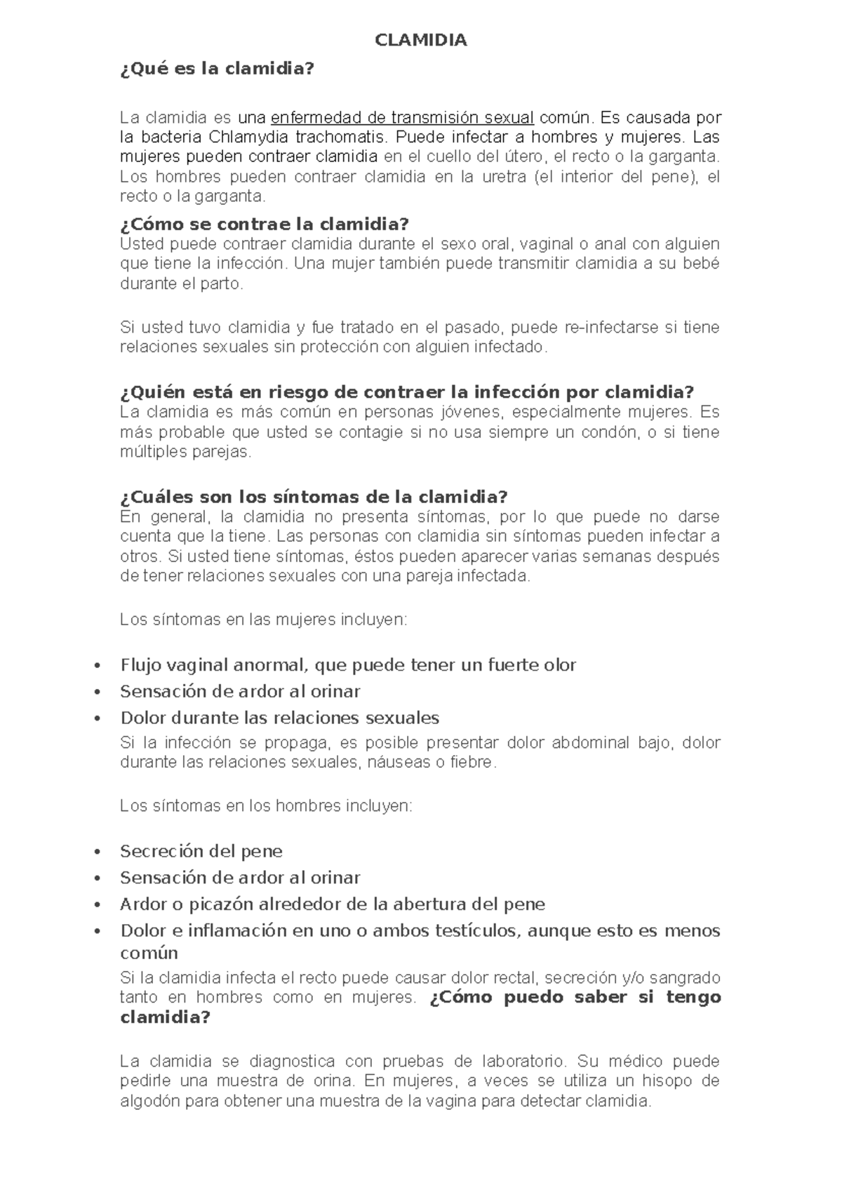 Clamidia - xaXAXAX - CLAMIDIA ¿Qué es la clamidia? La clamidia es una ...