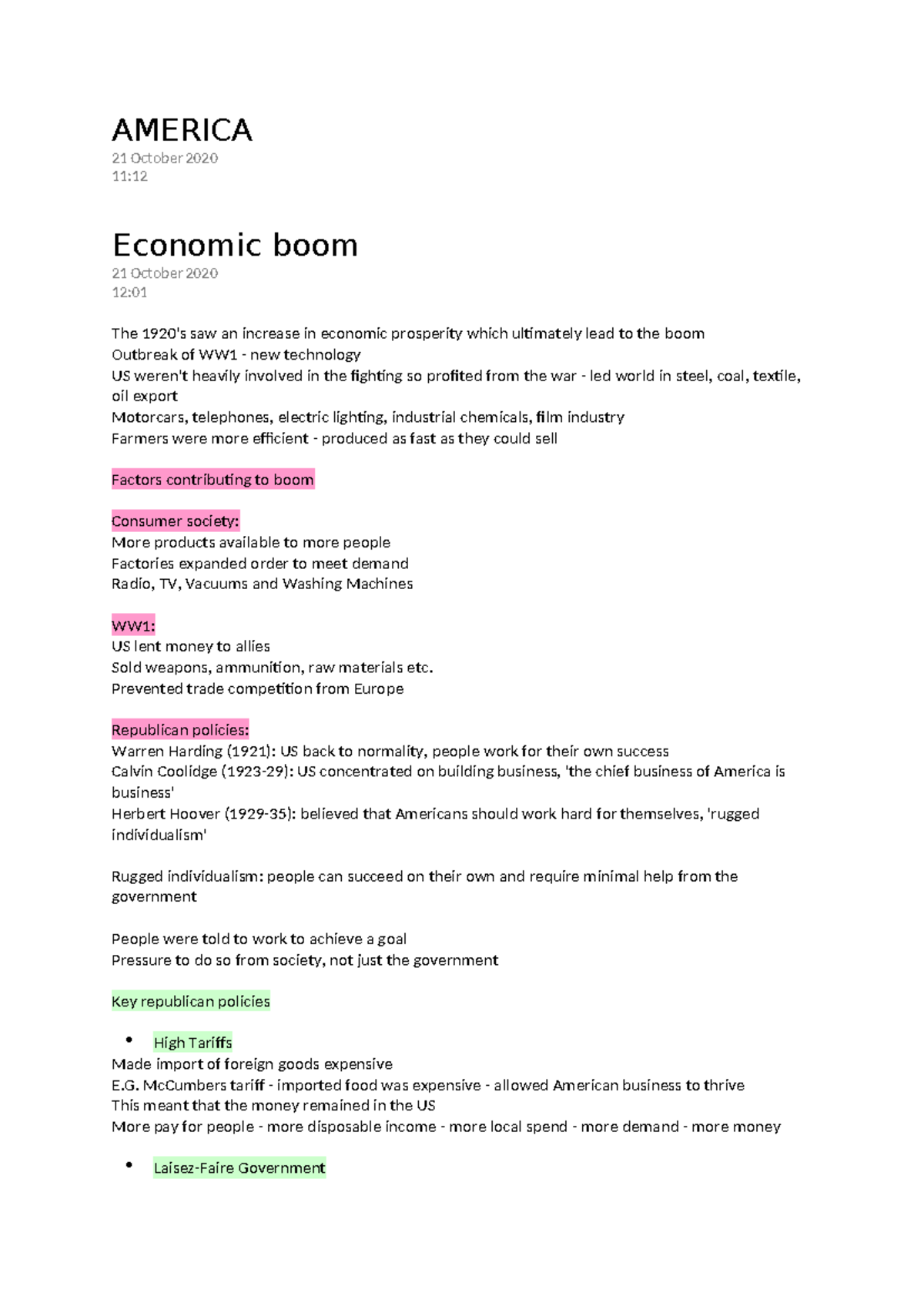 America - Notes on Conflict and Tension for AQA History - AMERICA 21 ...