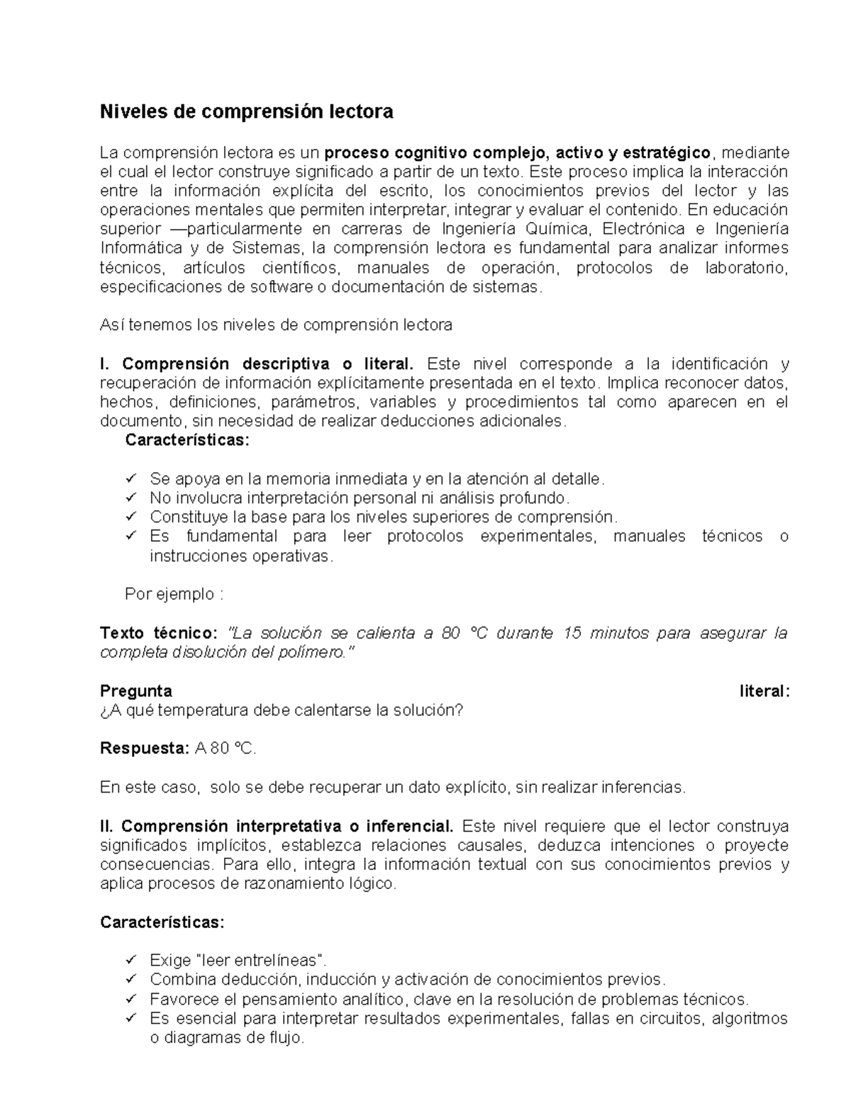 Niveles de Comprensión Lectora en Ingeniería: Análisis y Evaluación ...