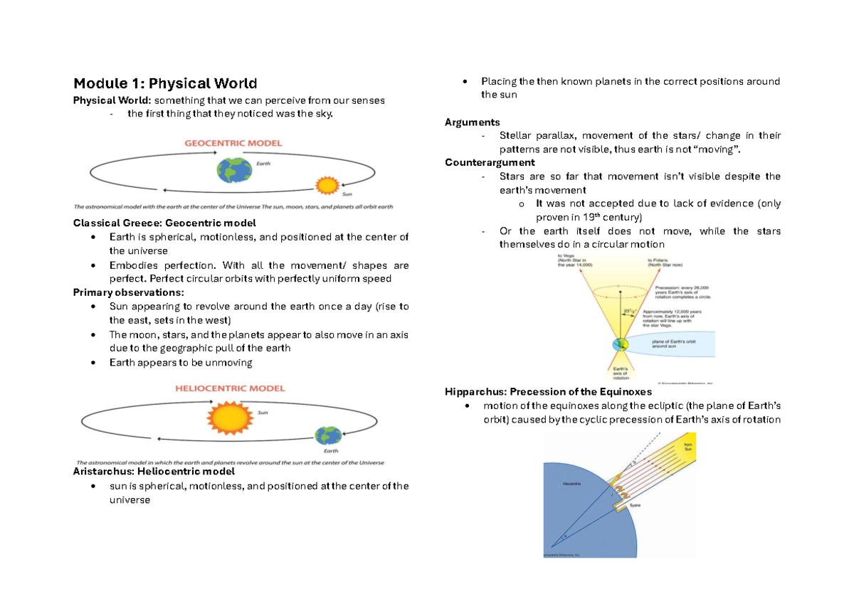Module 1: The Physical World in Classical and Modern Physics - Studocu