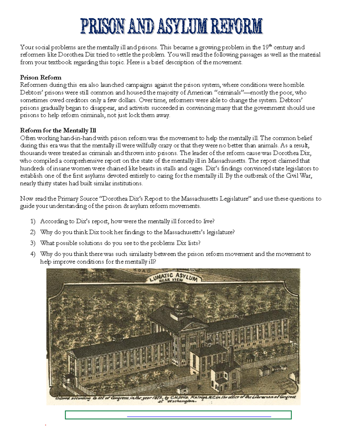 Reform Movements in the 19th Century: Insights on Prison & Asylum ...