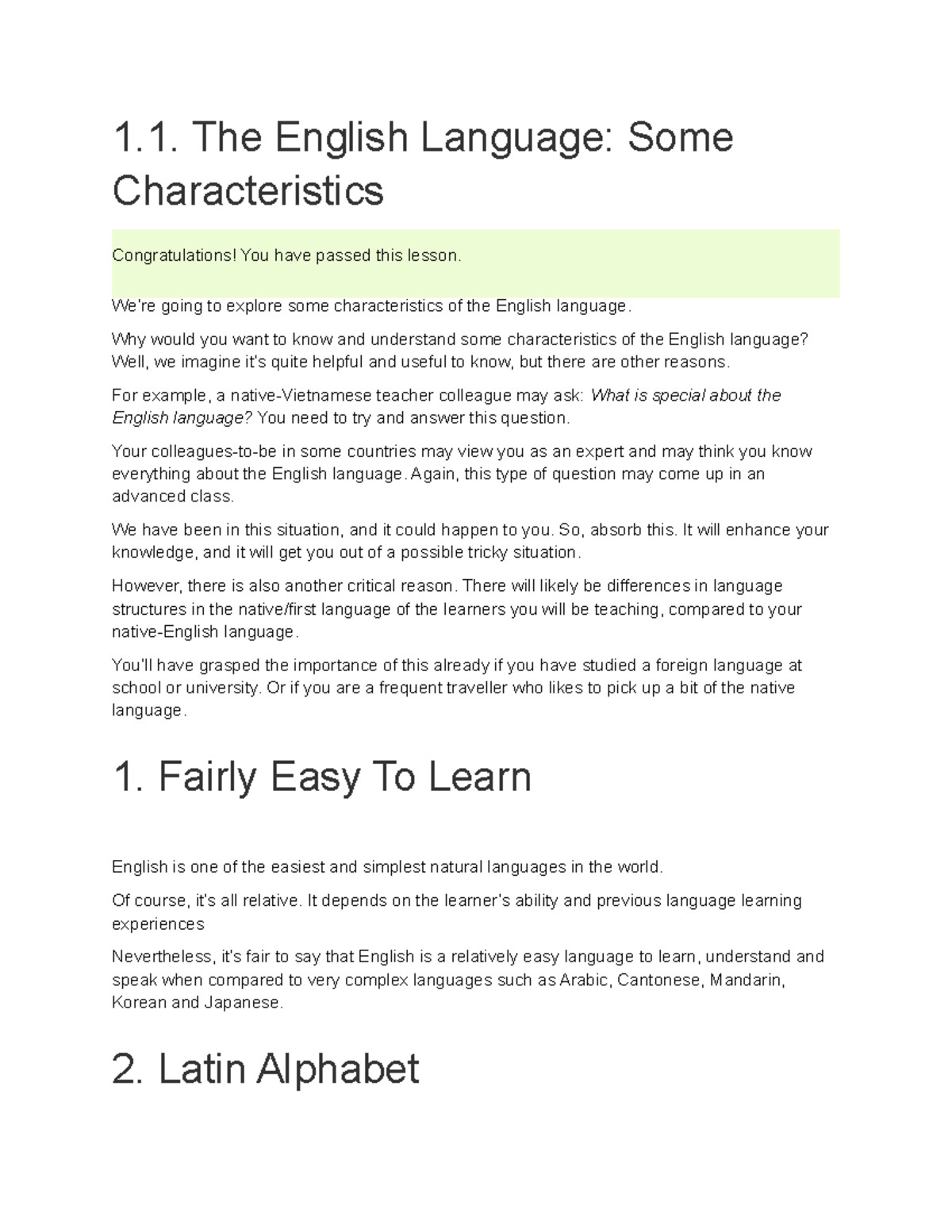 TEFL Module 1 - Characteristics of the English Language and Teaching ...