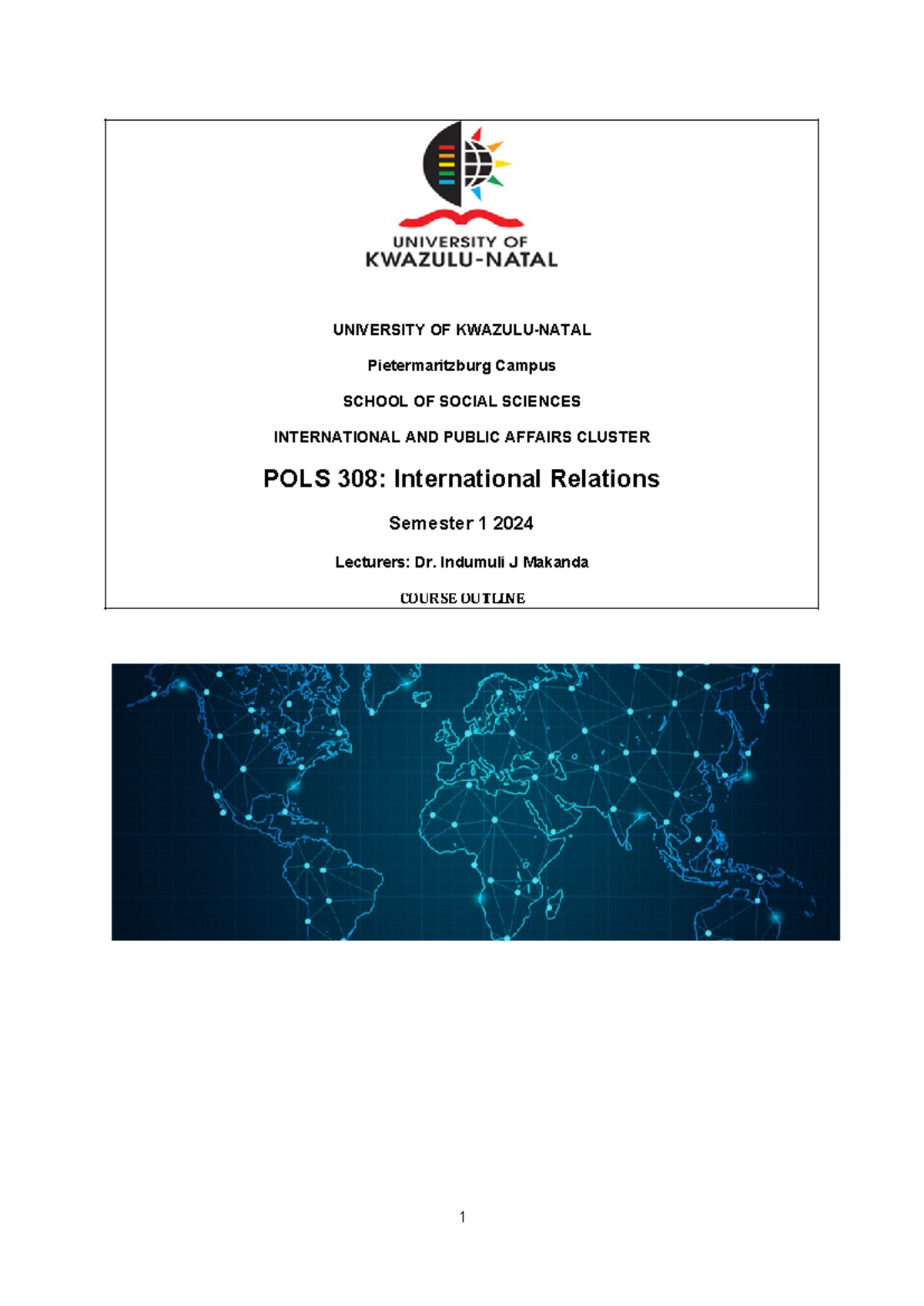 POLS308 Course Outline: International Relations Semester 1 2024 - Studocu