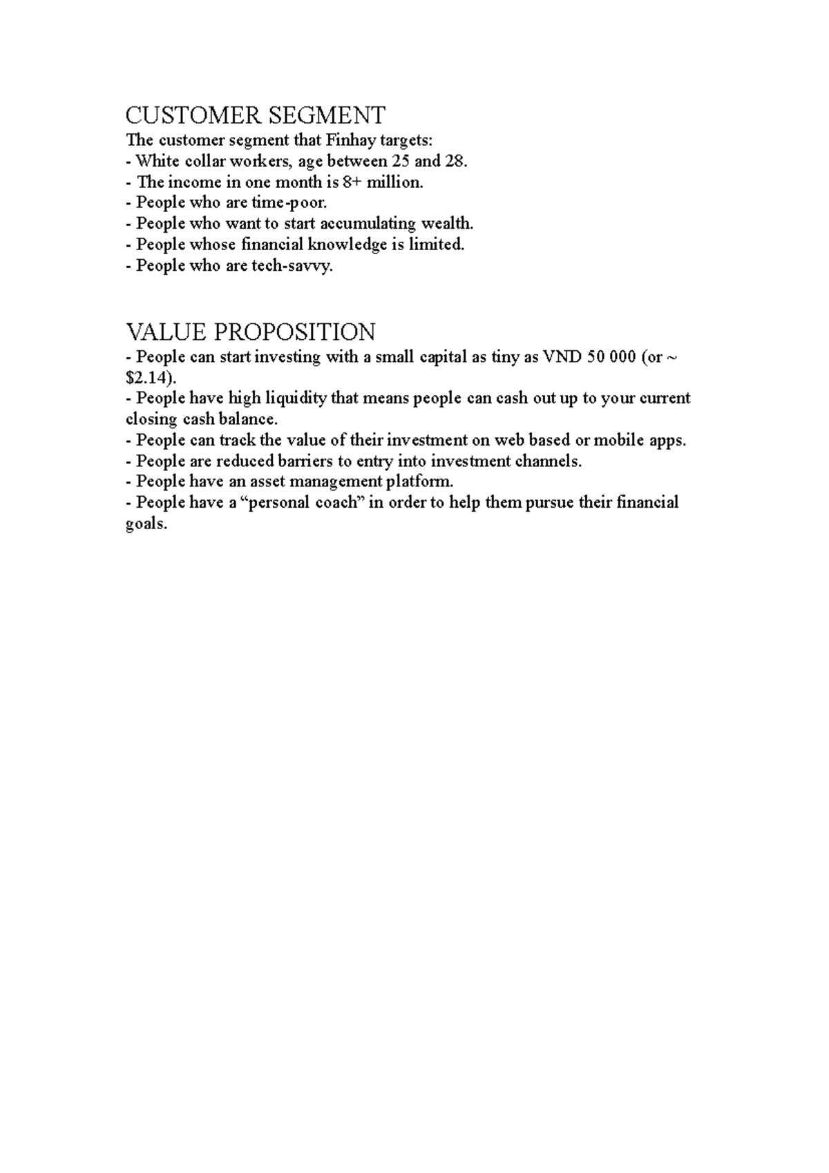 Customer segment value proposition - CUSTOMER SEGMENT The customer ...