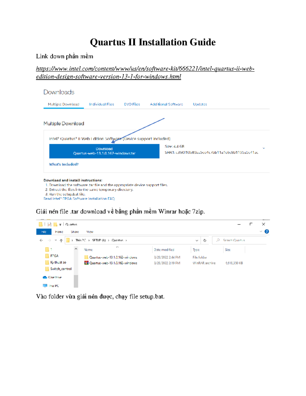 Hướng Dẫn Cài Đặt Phần Mềm Quartus II Version 13.1 - Studocu